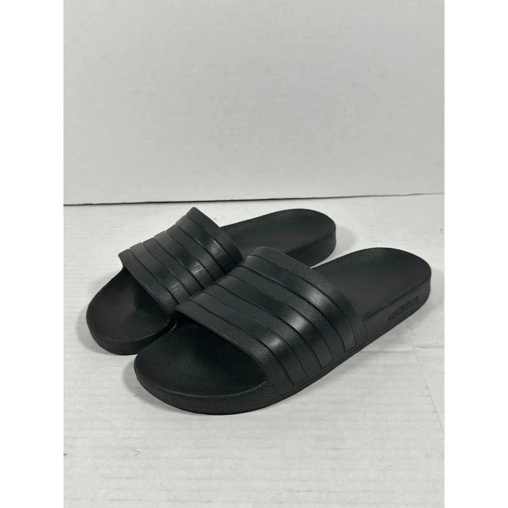 adidas | Shoes | Adidas Adilette Aqua Slides Core Black Tonal Stripes ...